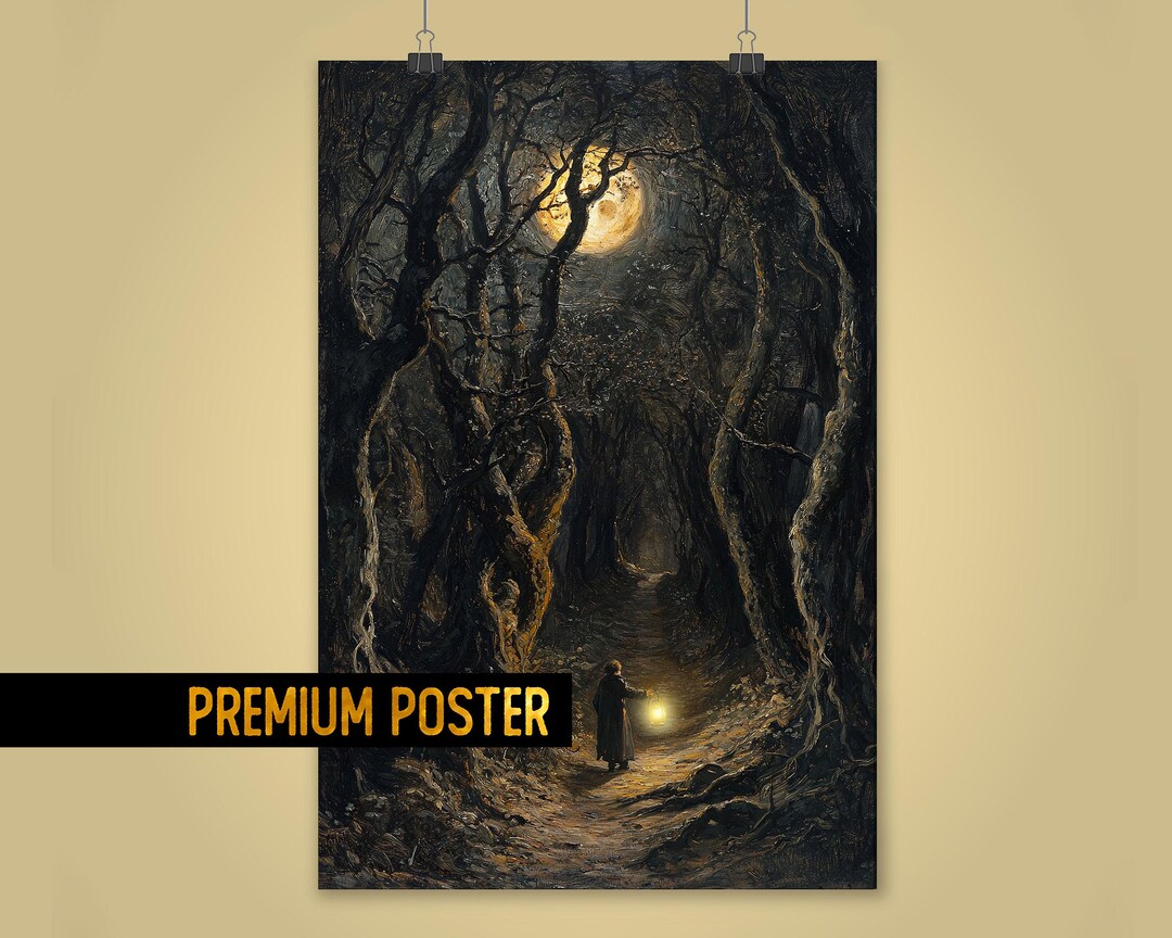 Grimm Fairytales Inspired Moonlit Forest Poster - Haunting Wall Art ...