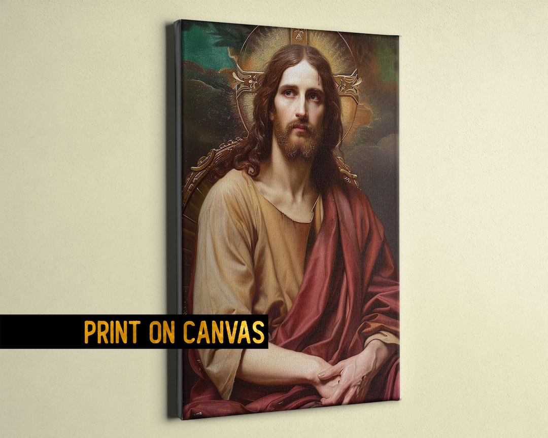 Serene Jesus Christ Portrait Canvas - Sacred Painting of Jesus ...