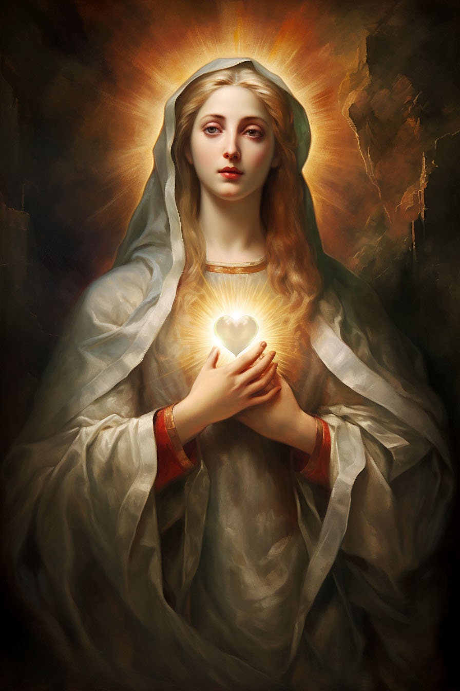 Immaculate Heart of Mary Canvas Italian Renaissance Art , Virgin Mary ...