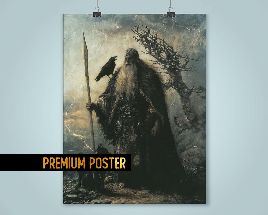 Odin Poster – Norse God of War and Wisdom, Viking God Odin Print, Norse ...