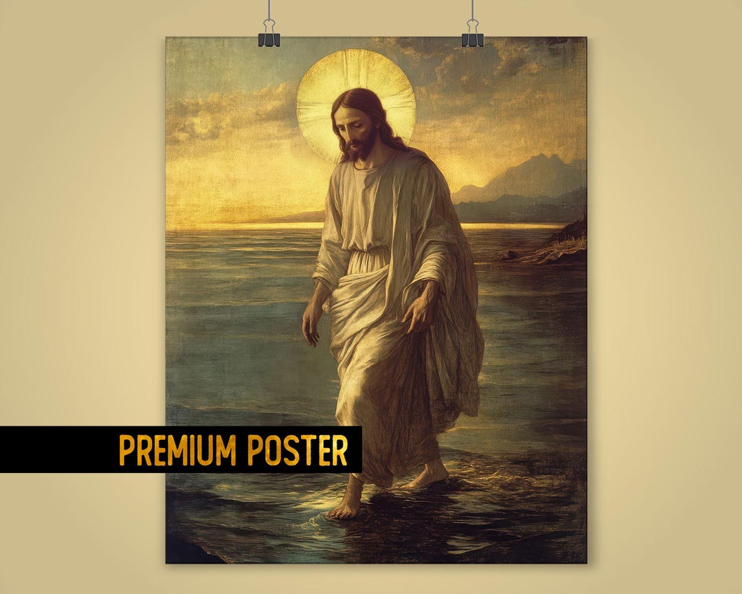 Jesus Walking on Water Renaissance Painting Poster, Baroque Chiaroscuro ...