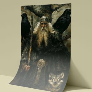 Viking God Odin Poster – Norse Mythology Allfather Portrait, Odin and ...