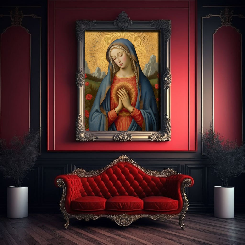 Virgin Mary Medieval Poster Spiritual Grace Art Italy Medieval Our Lady ...