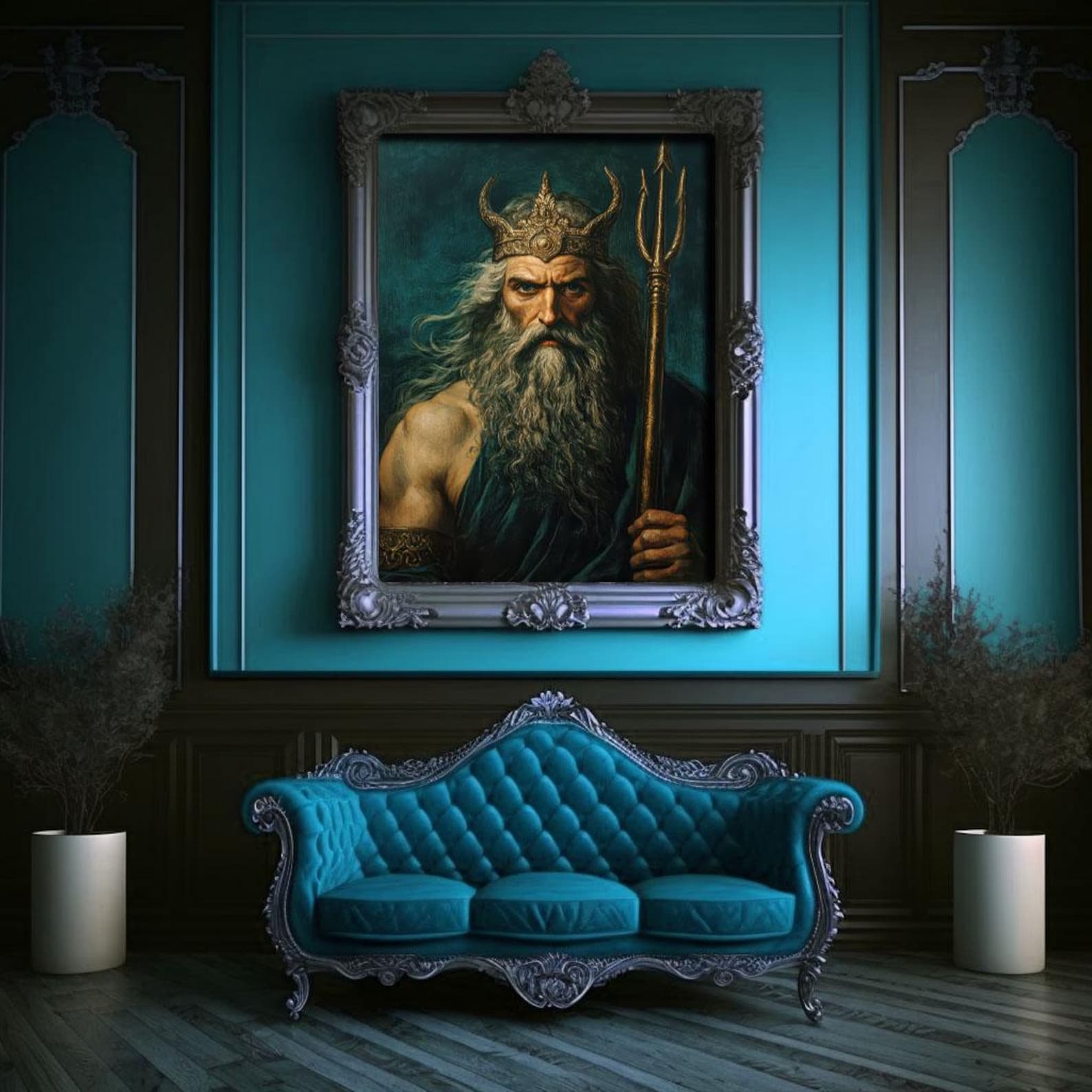 Poseidon Painting Fine Art Poster - Neptune Portrait Wall Art ...