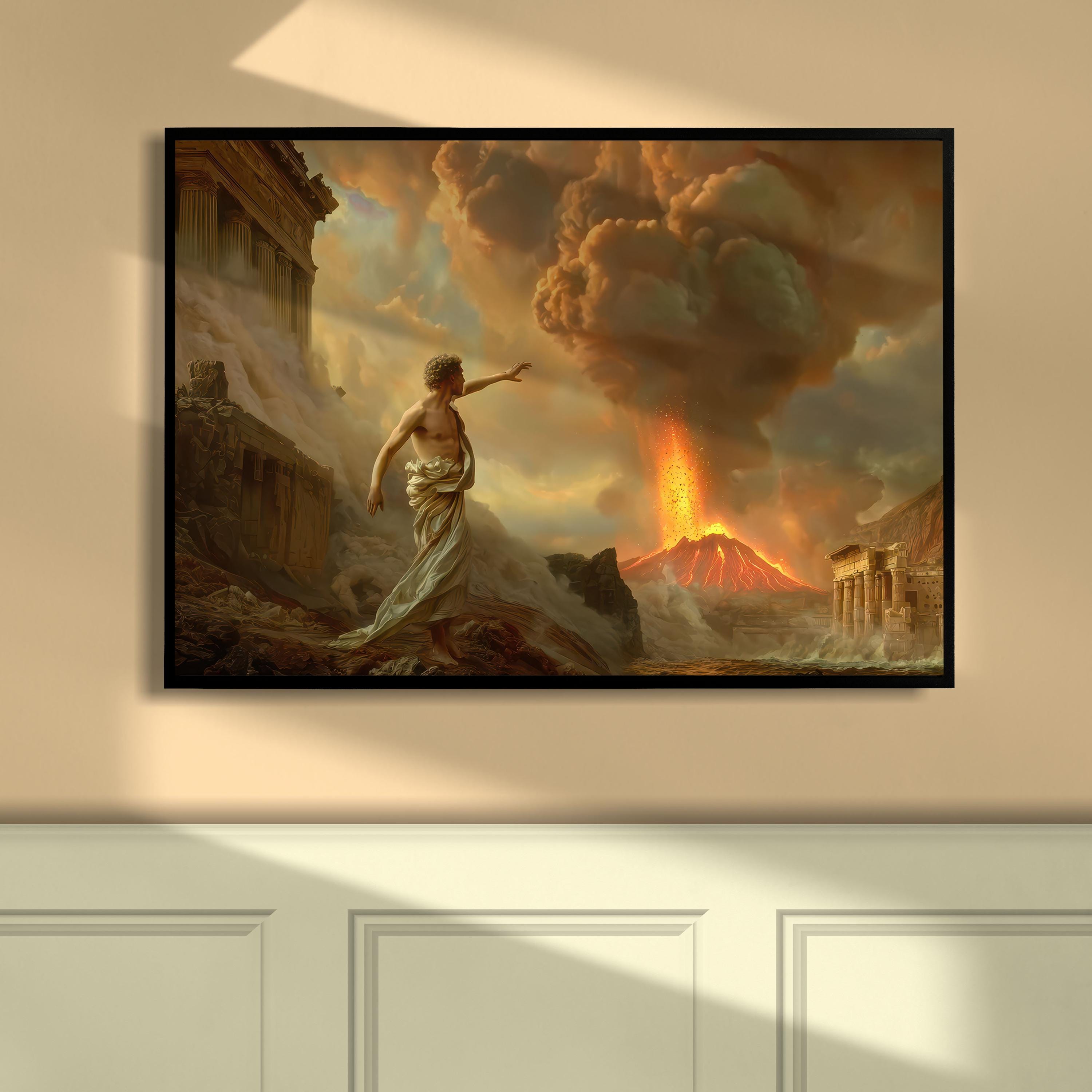 Pompeii Destroyed by Mount Vesuvius Painting Art Print Poster - Mt ...