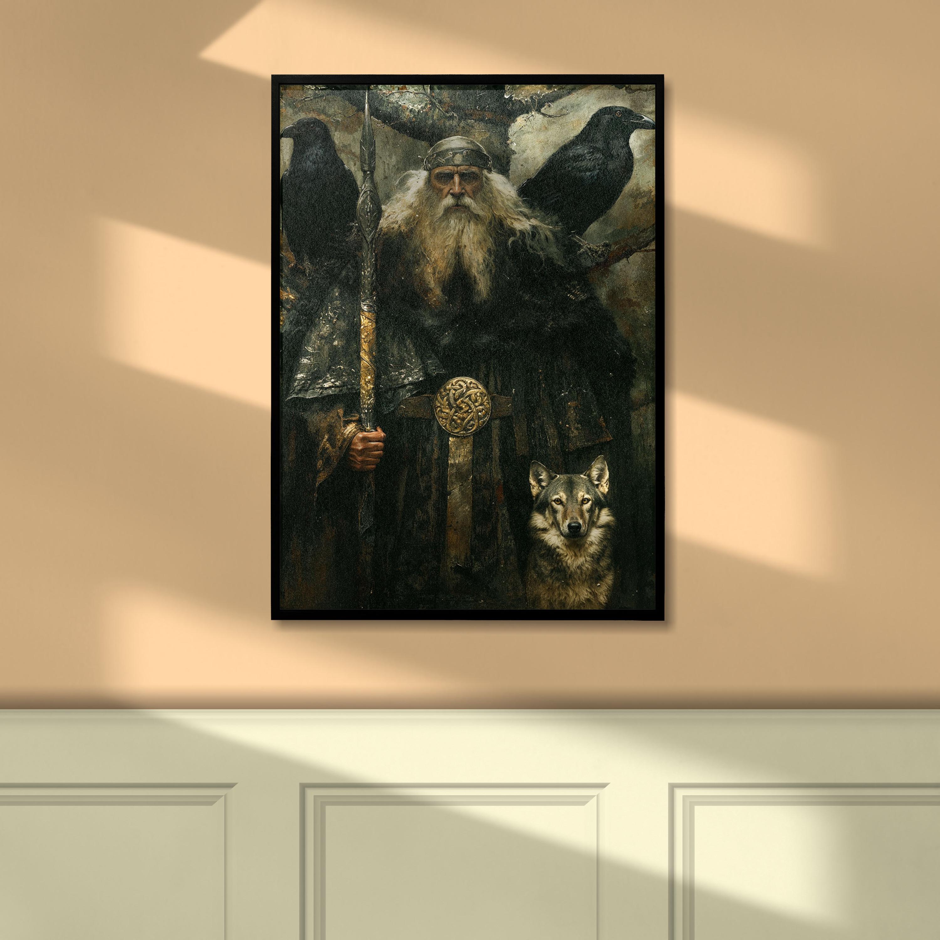 Viking God Odin Poster – Norse Mythology Allfather Portrait, Odin and ...