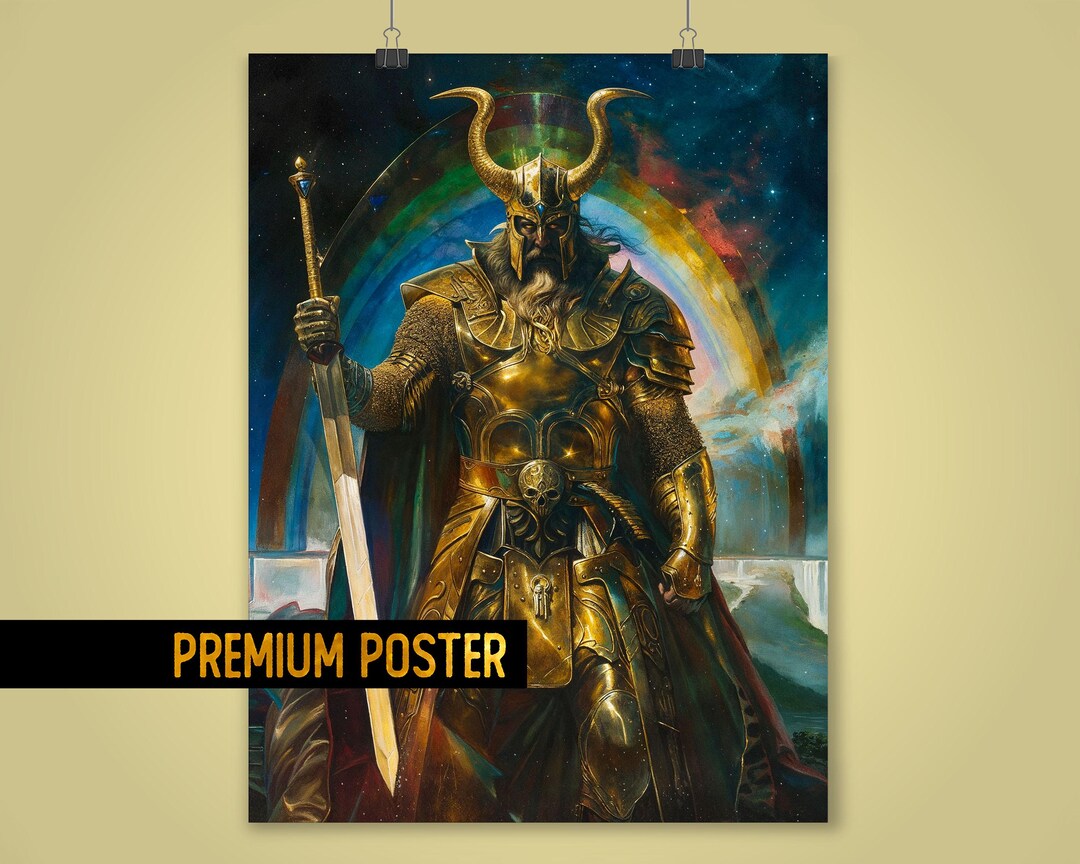 Heimdall the Golden Watchman Poster – Epic Norse God Art, Asgard's ...
