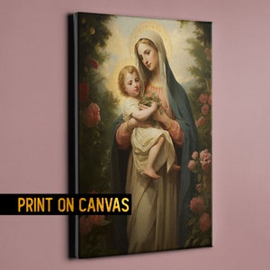 Virgin and Child Renaissance Canvas - Virgin Mary Child Portrait ...