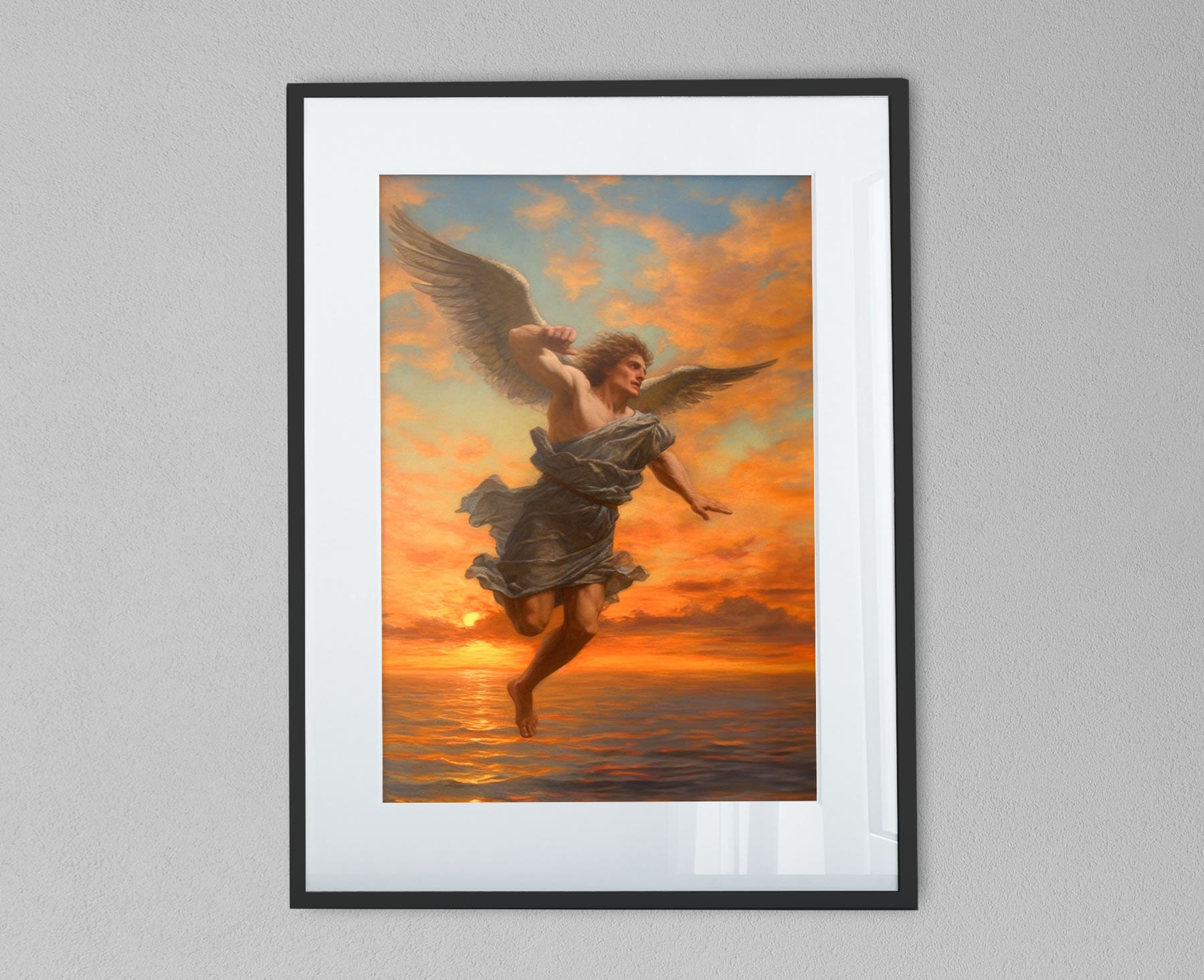 Neoclassical Icarus at Sunset Mythological Art With Dramatic Sky ...