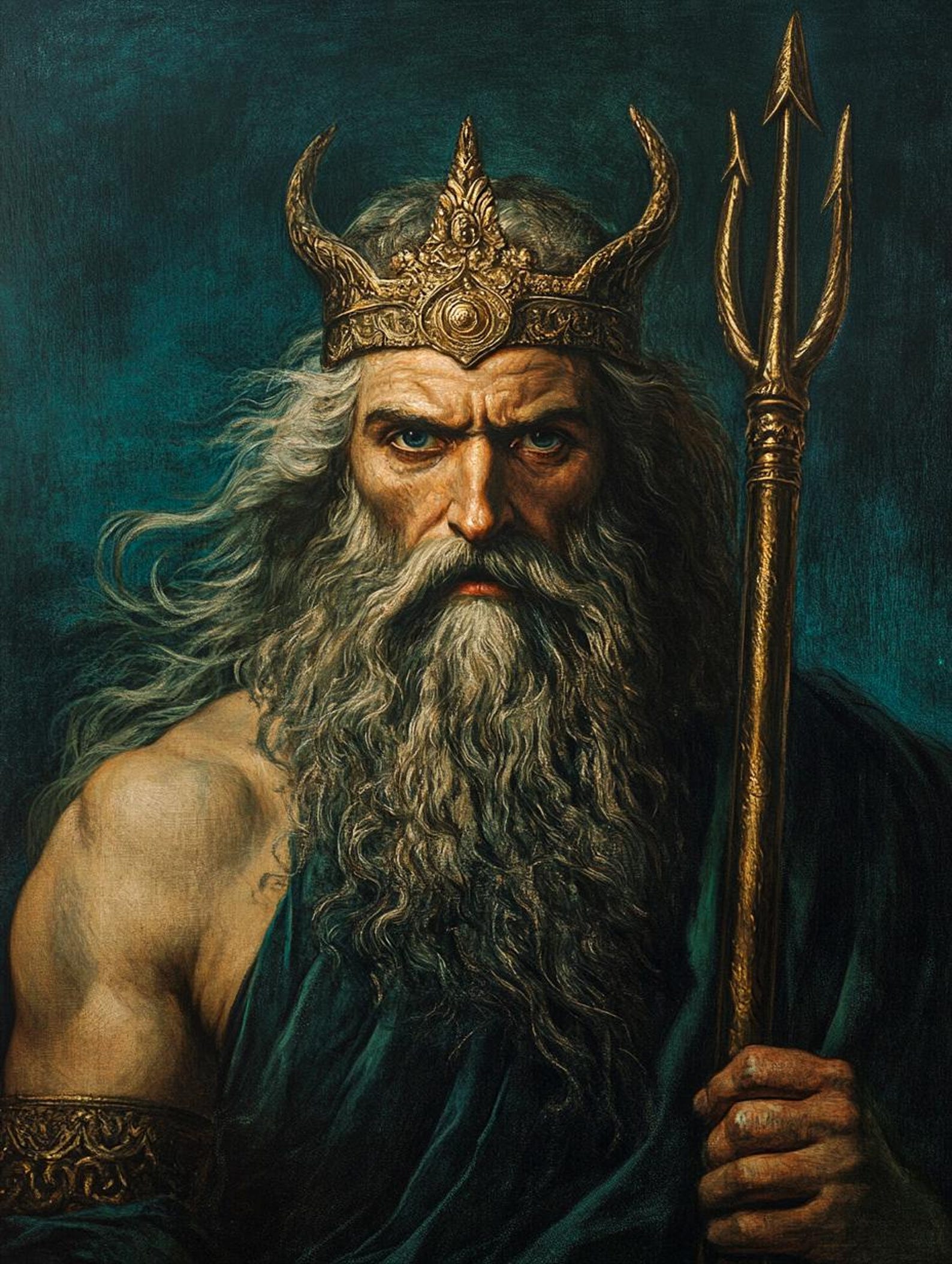 Poseidon Painting Fine Art Poster - Neptune Portrait Wall Art ...