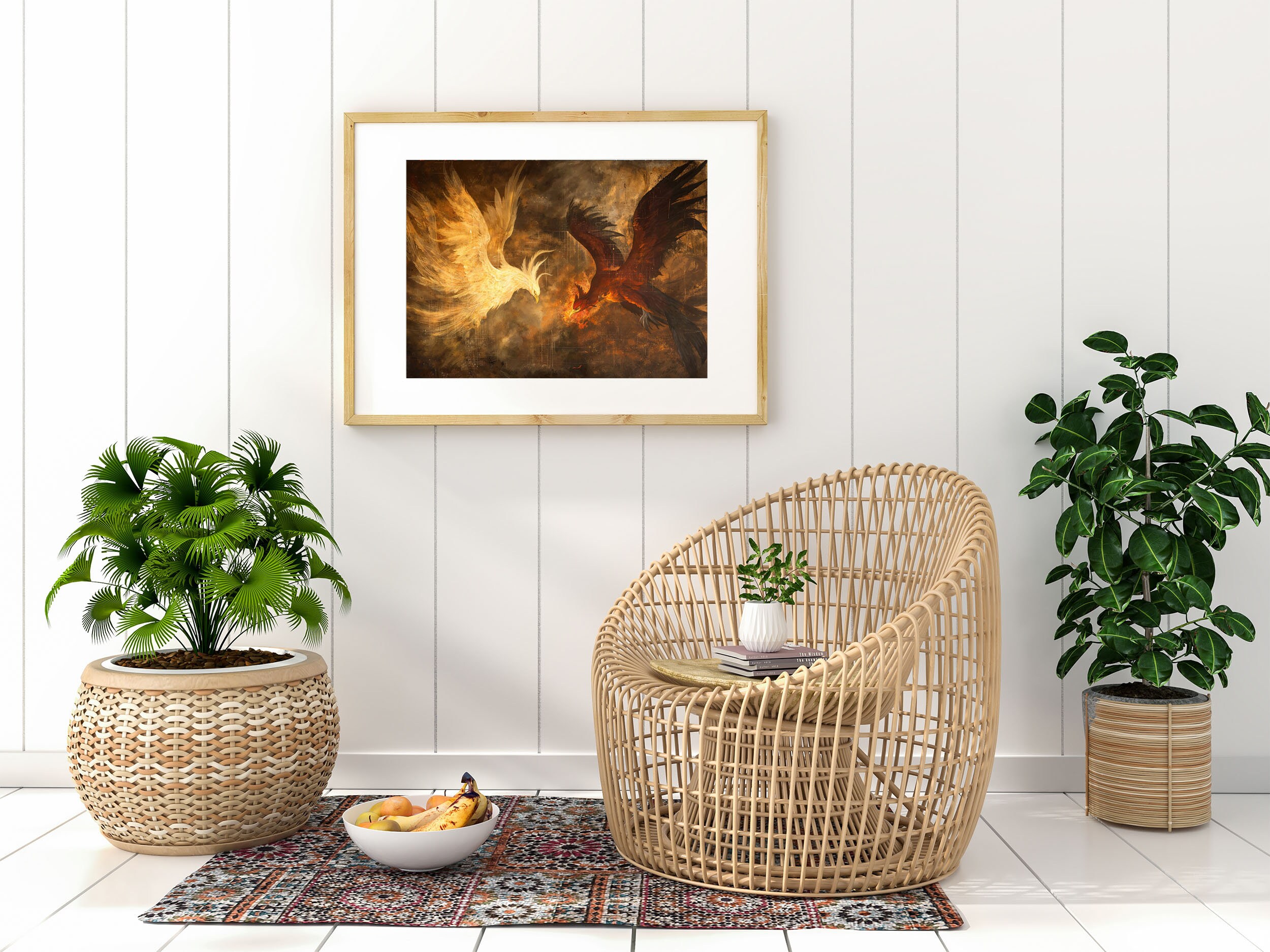 Phoenix Battle Art Medieval War & Mythology Artwork Phoenix Vs Firebird ...