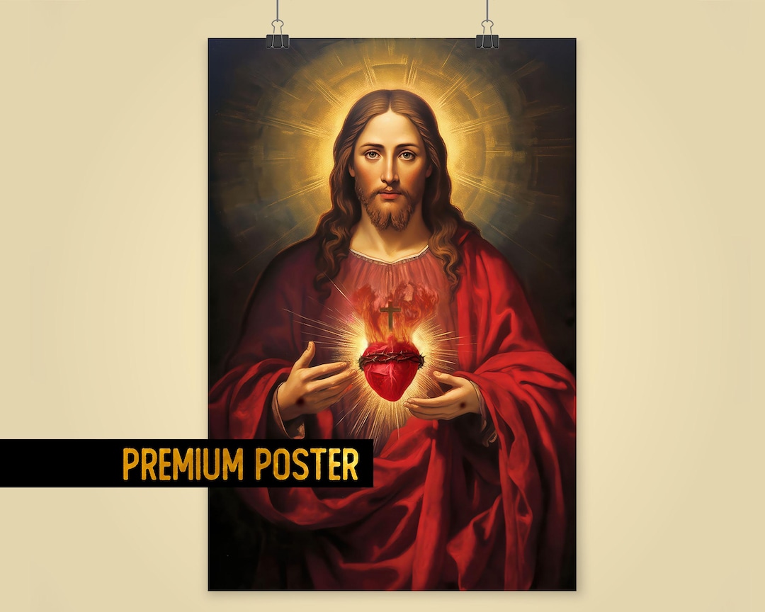 Illuminating Sacred Heart of Jesus Art Print, Sacred Heart Baroque ...