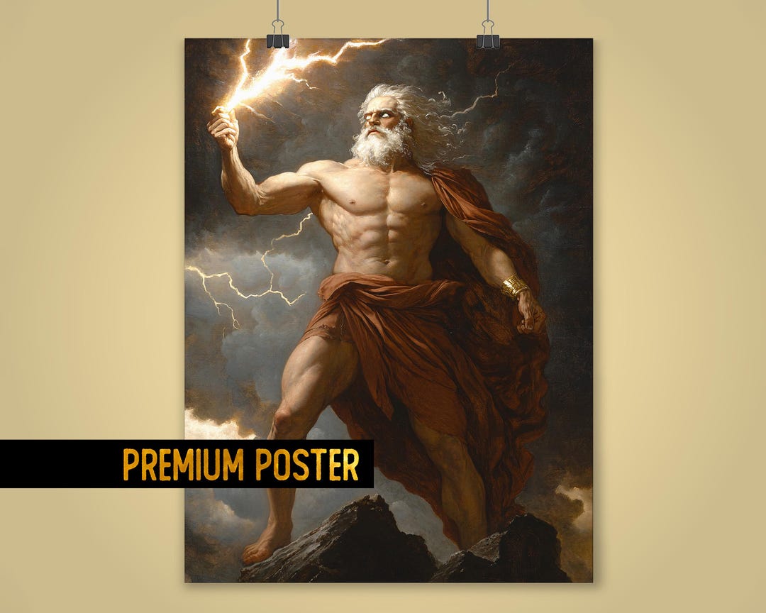 Zeus the God of Thunder Poster – Epic Olympus Mythology, Mount Olympus ...