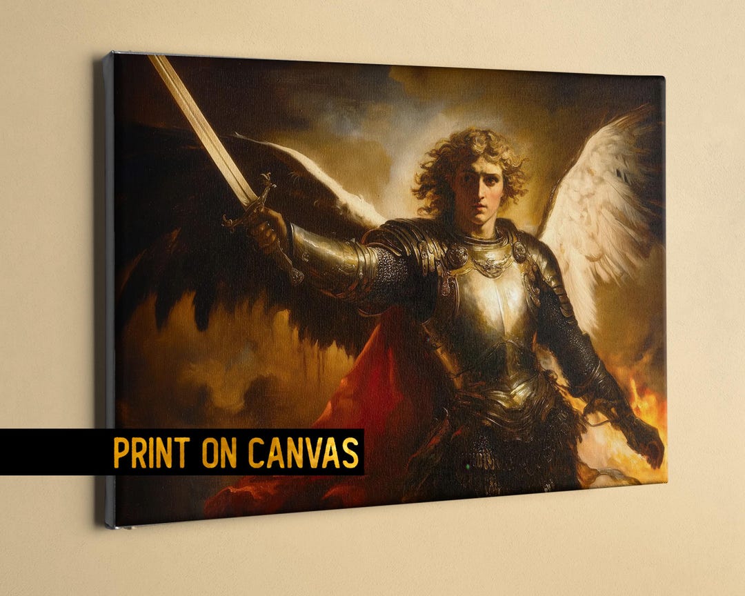 Mighty Archangel Michael Portrait - Baroque Celestial Warrior Angel Art ...