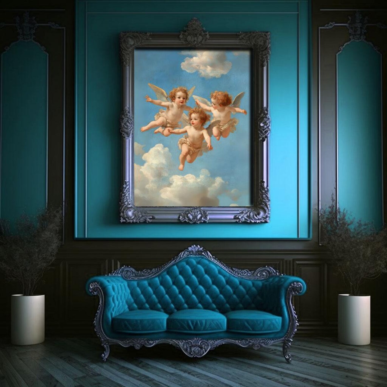 French Academic Cherubs Poster - Victorian Cherubs in Baroque Antique ...