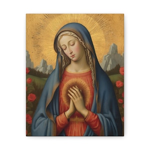 Virgin Mary Medieval Art Canvas - Spiritual Grace Art Italy Medieval ...