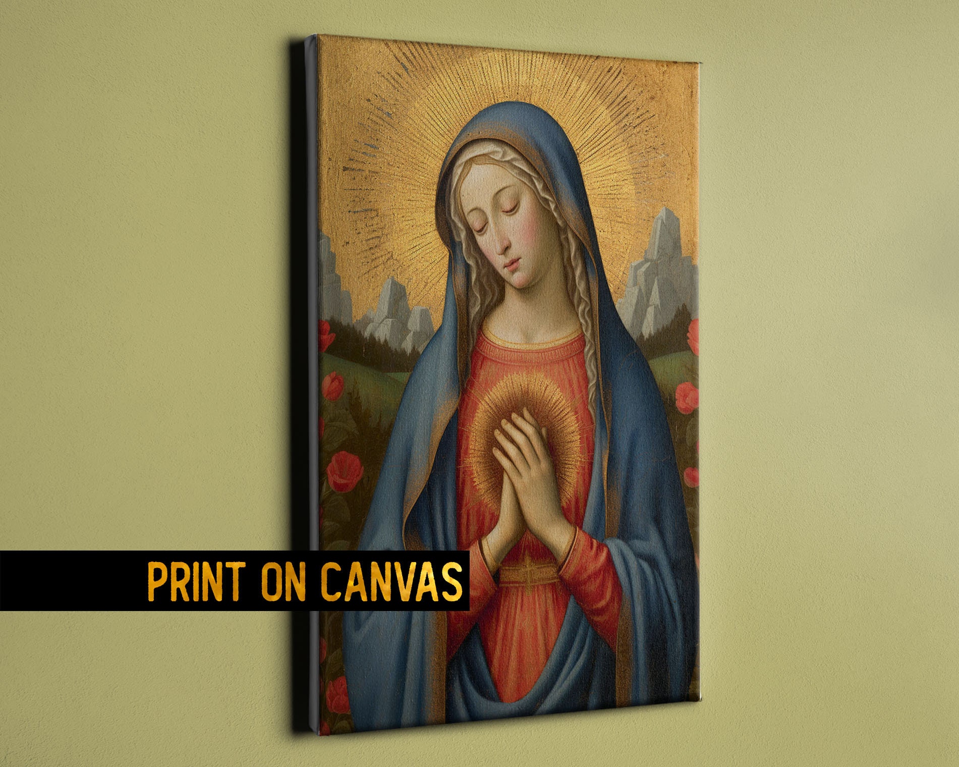 Virgin Mary Medieval Art Canvas - Spiritual Grace Art Italy Medieval ...