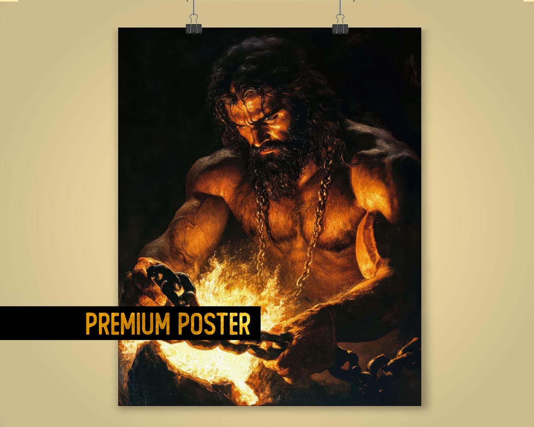 Powerful Hephaestus Wall Art Poster - Greek God of Fire and Blacksmith ...