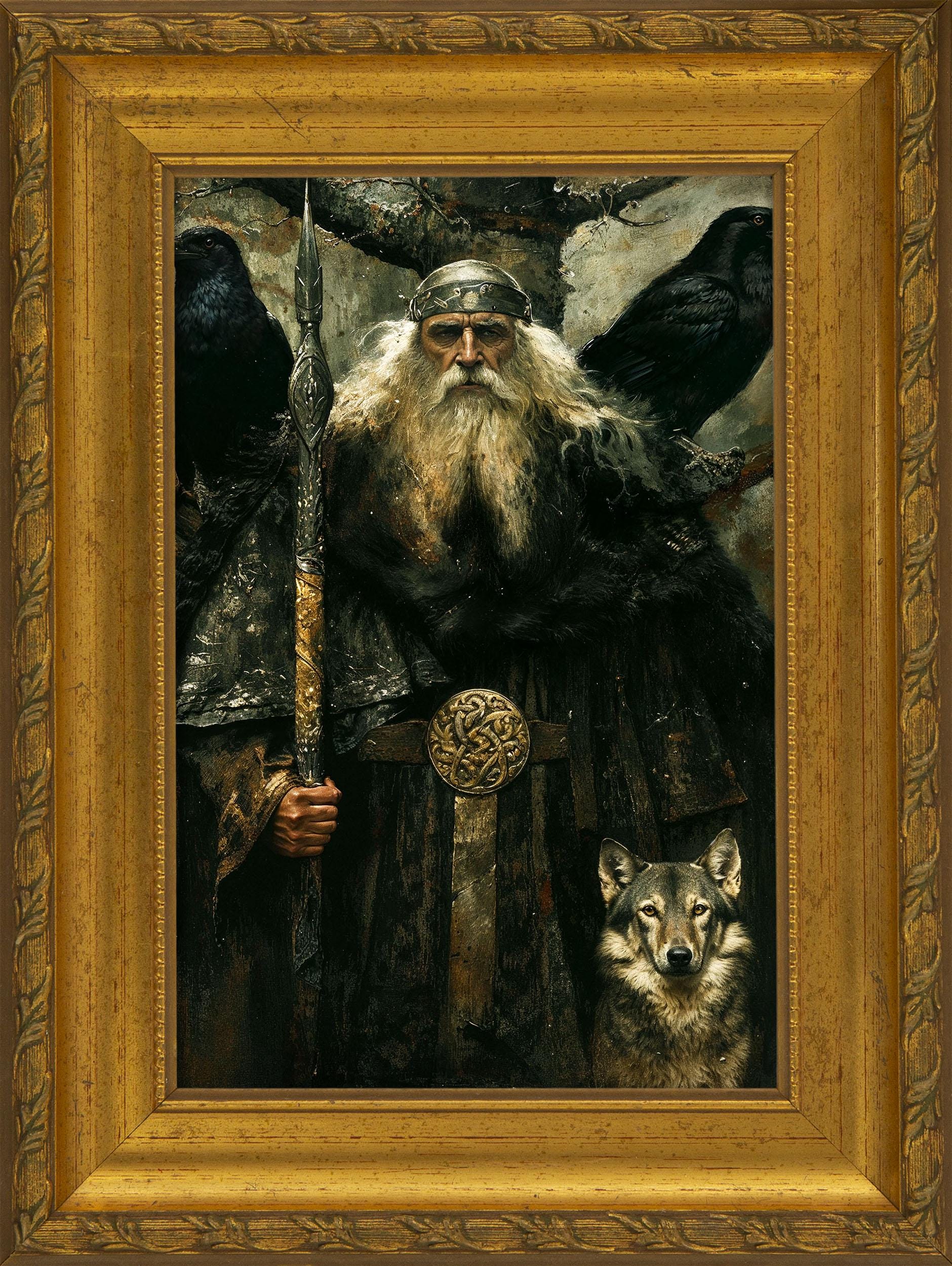 Viking God Odin Poster – Norse Mythology Allfather Portrait, Odin and ...