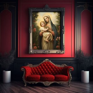 Virgin and Child Renaissance Canvas - Virgin Mary Child Portrait ...