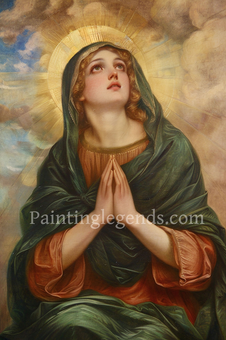 Pre-raphaelite Virgin Mary Painting Poster Exquisite Christian Wall Art ...
