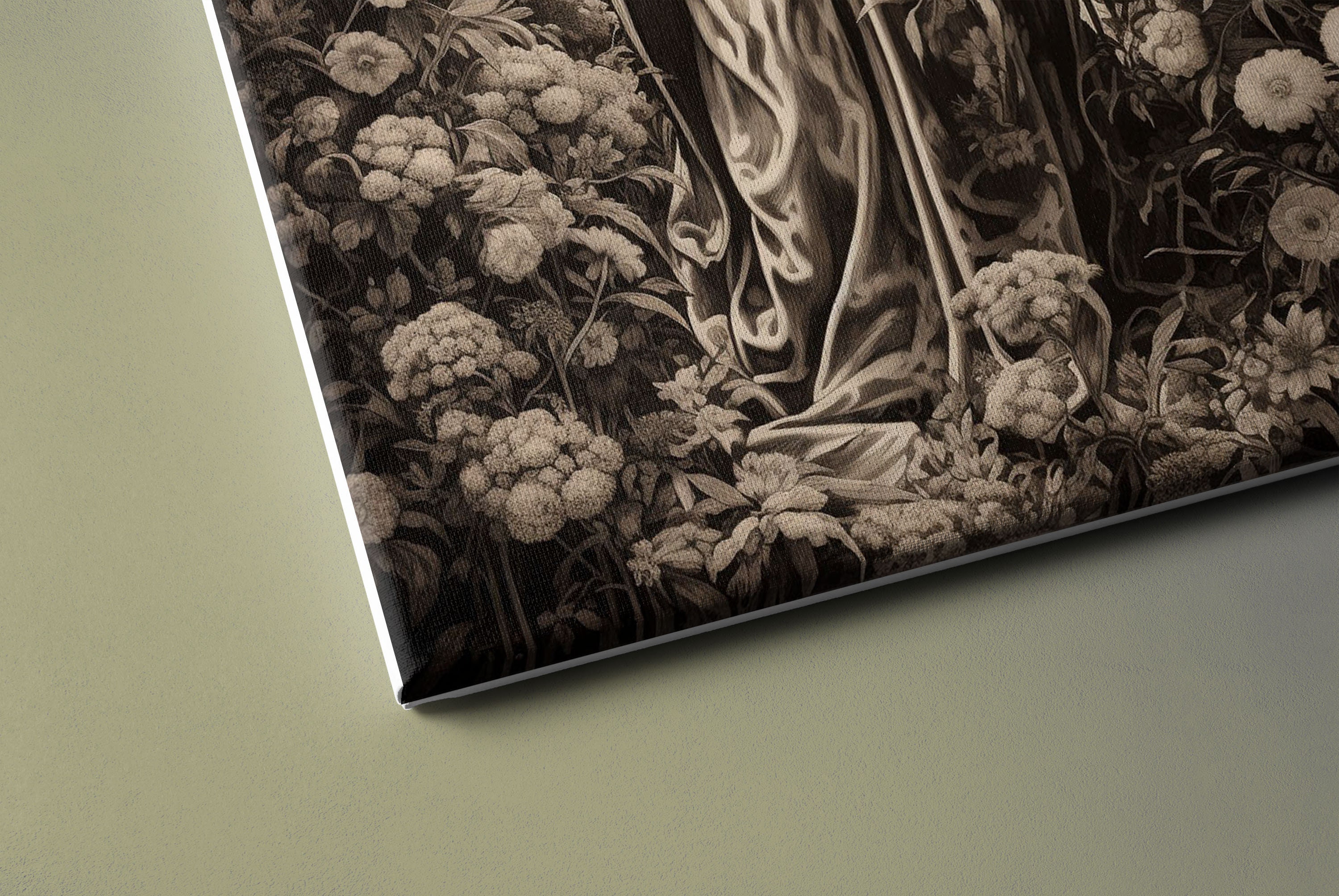 Virgin Mary Line Art Canvas Monochromatic Print for Peaceful Home Decor ...