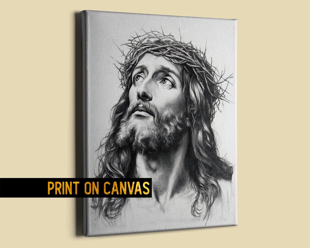 Hand-sketched Style Jesus Portrait - High-contrast Contemplative Christ ...