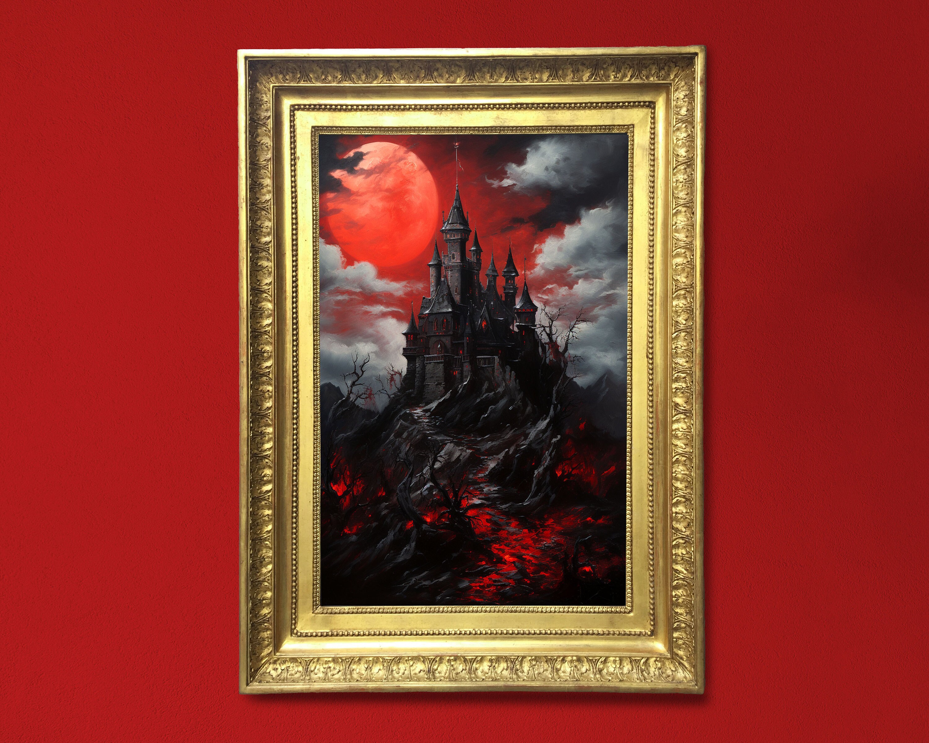 Dracula's Castle Digital Painting Poster Gothic European Folklore Scary ...