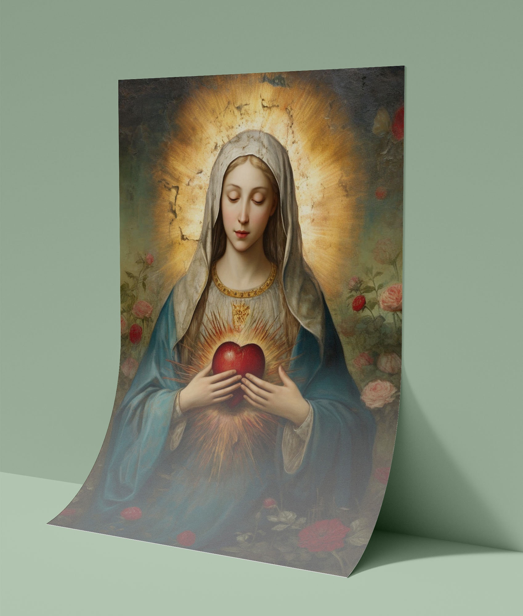 Immaculate Heart of Mary Renaissance Art Poster Virgin Mary Artwork ...