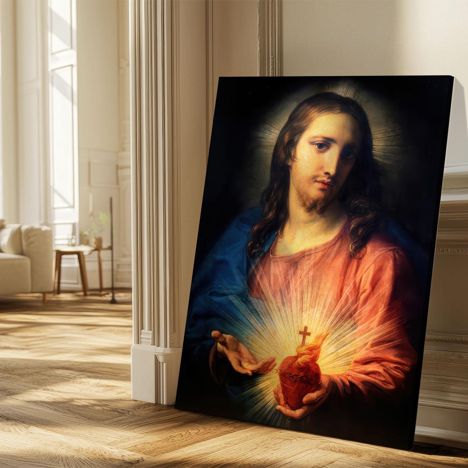 Sacred Heart of Jesus Christ Artwork, Print on Canvas Rococo Italian ...