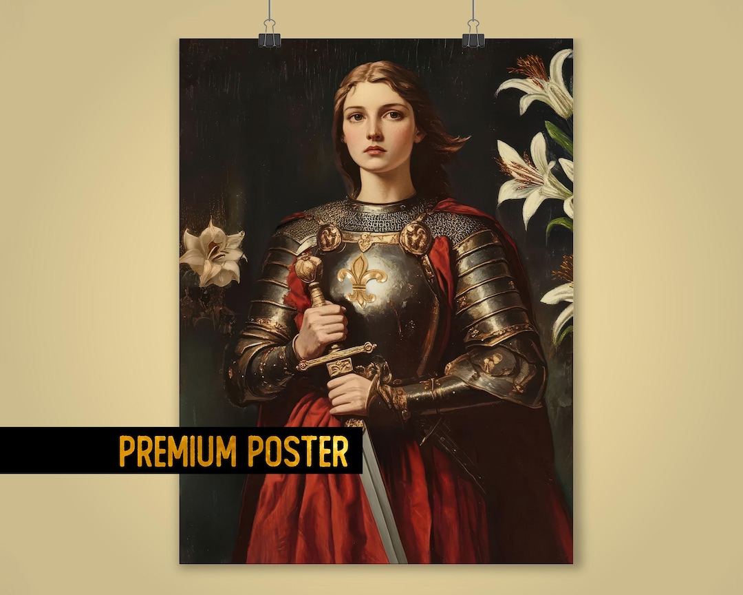 Patron Saint Joan of Arc Portrait Poster, Renaissance Style Wall Art ...