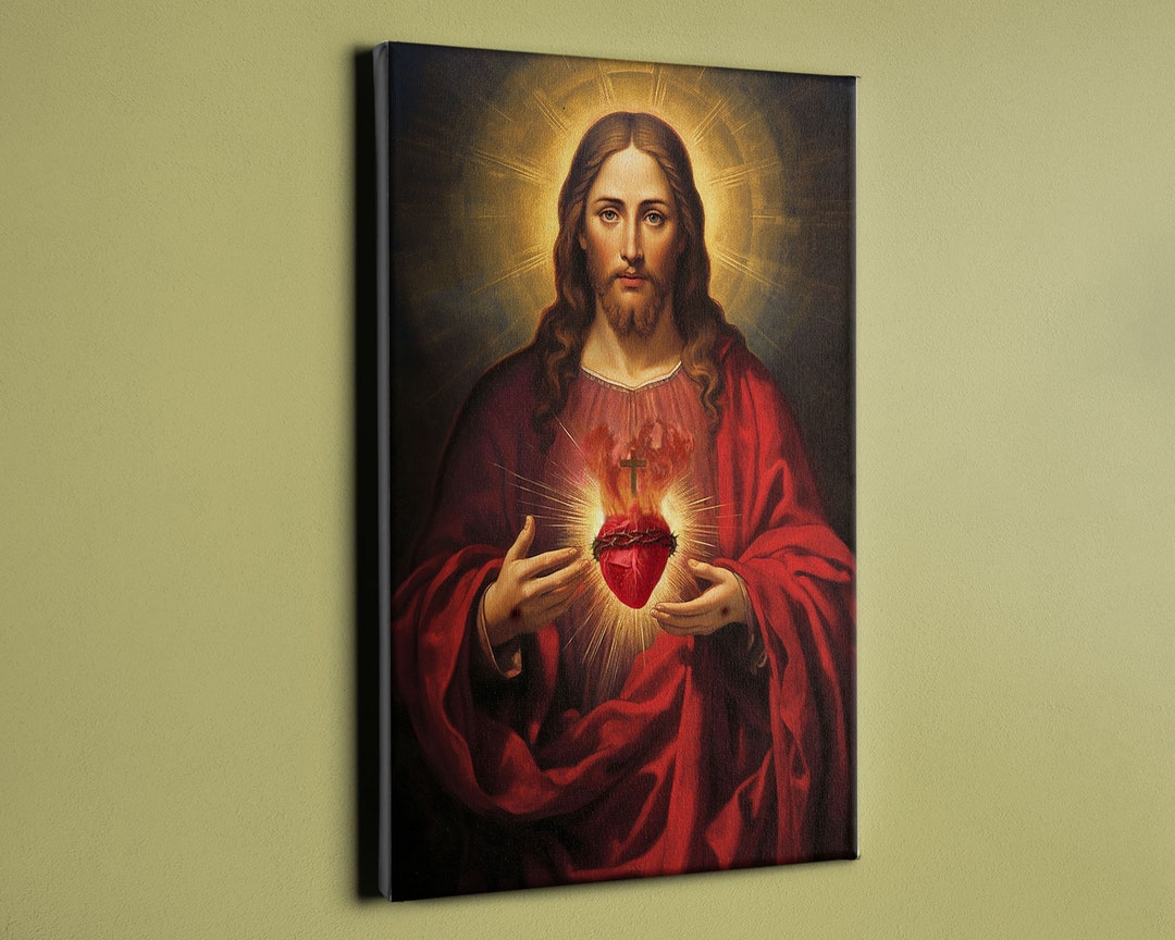 Sacred Heart of Jesus Christ Print on Canvas Most Sacred Heart of Jesus ...