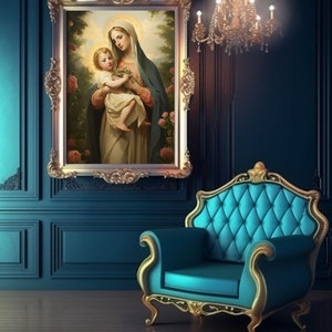 Virgin and Child Renaissance Canvas - Virgin Mary Child Portrait ...