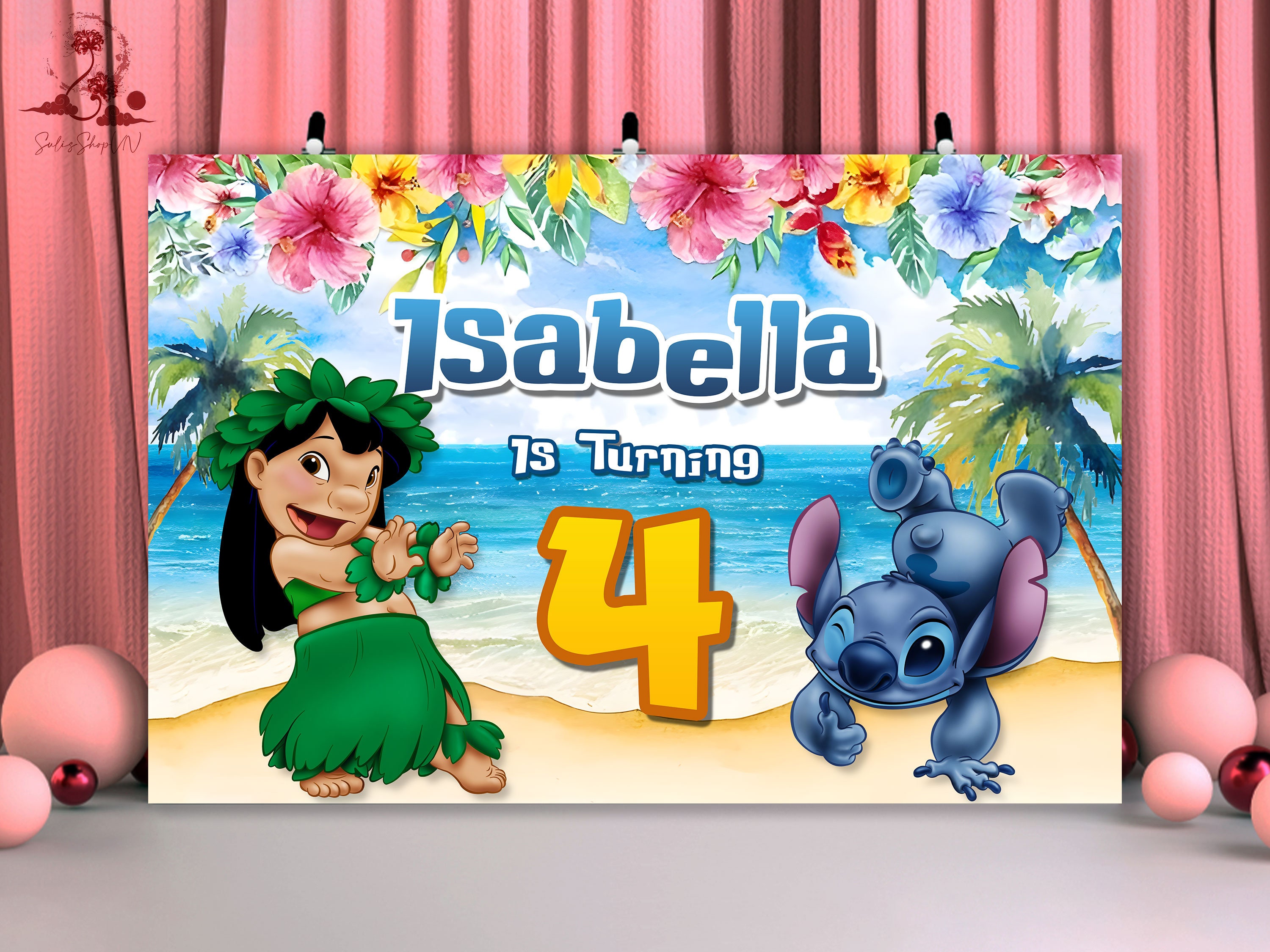 Lilo Stitch Birthday Backdrop, Lilo Stitch Birthday Invitation, Lilo ...