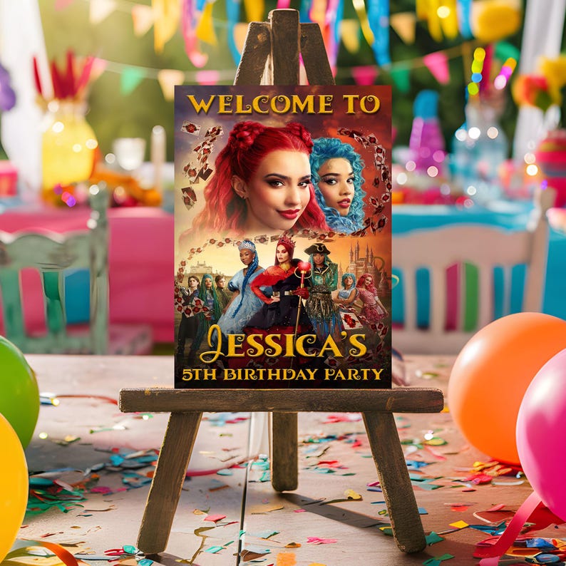 Descendants the Rise of Red Birthday Party Welcome Sign, Descendants ...