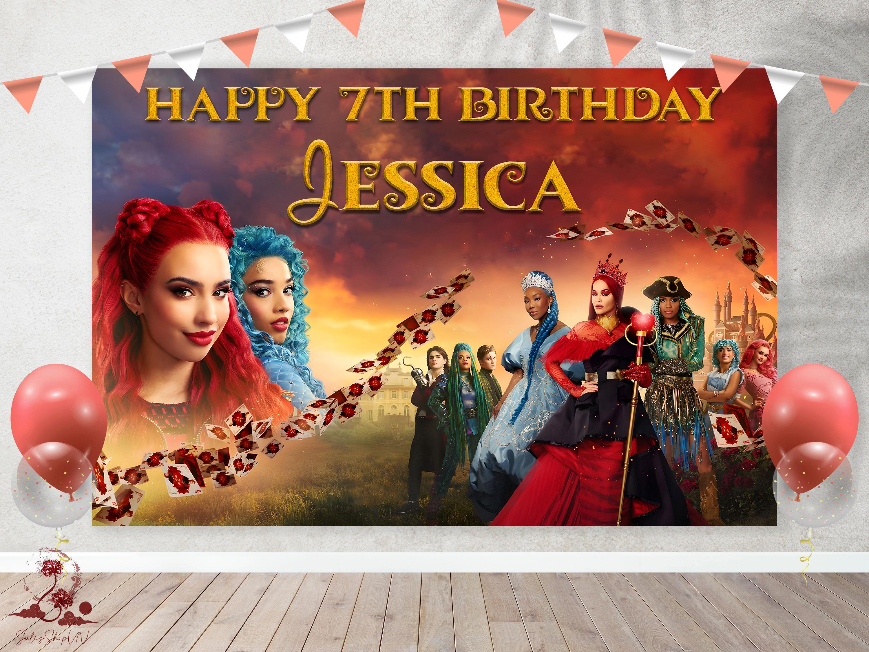 Printable Descendants the Rise of Red Birthday Backdrop, Descendants ...