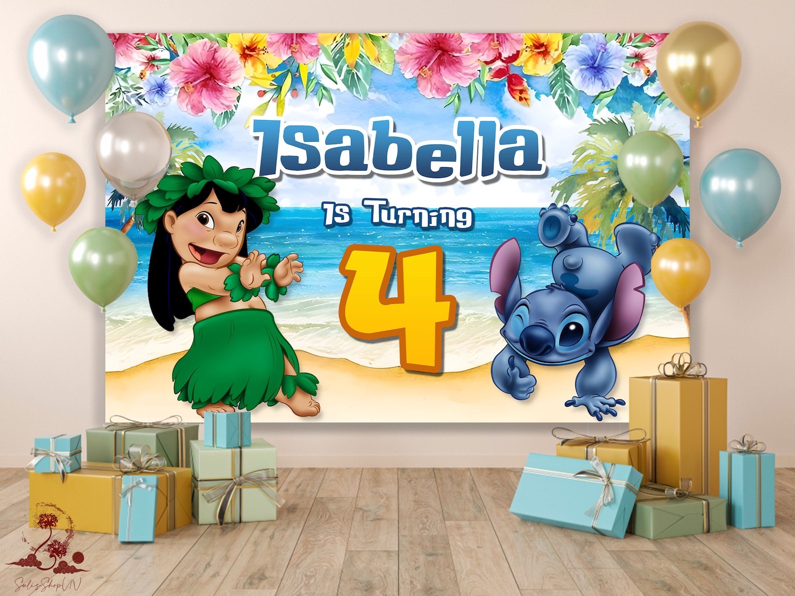 Lilo Stitch Birthday Backdrop, Lilo Stitch Birthday Invitation, Lilo ...