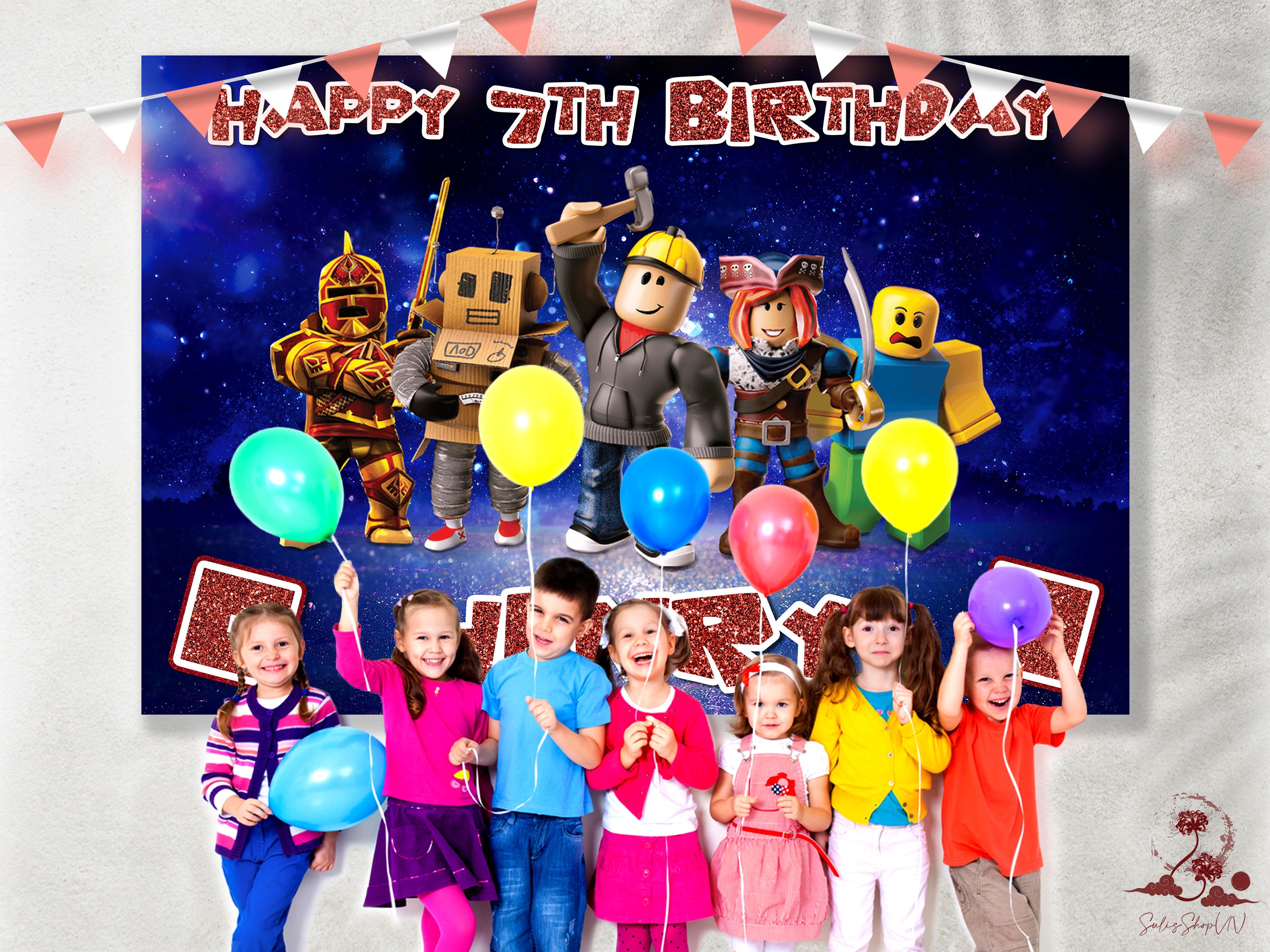 Birthday Backdrop Roblox Theme, Roblox Boy Birthday Backdrop, Roblox ...