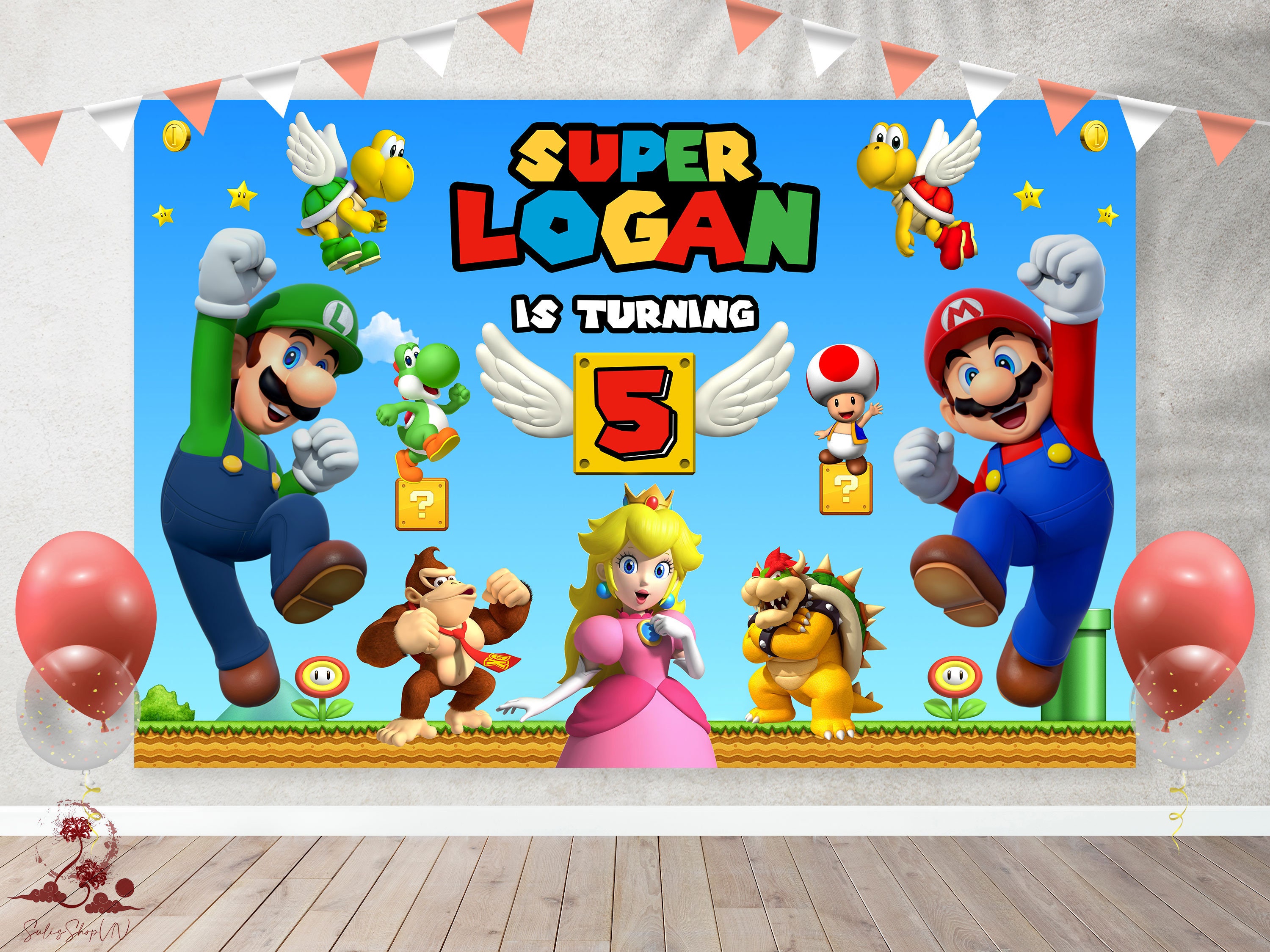 Super Mario Birthday Backdrop Super Mario Birthday Party Super Mario