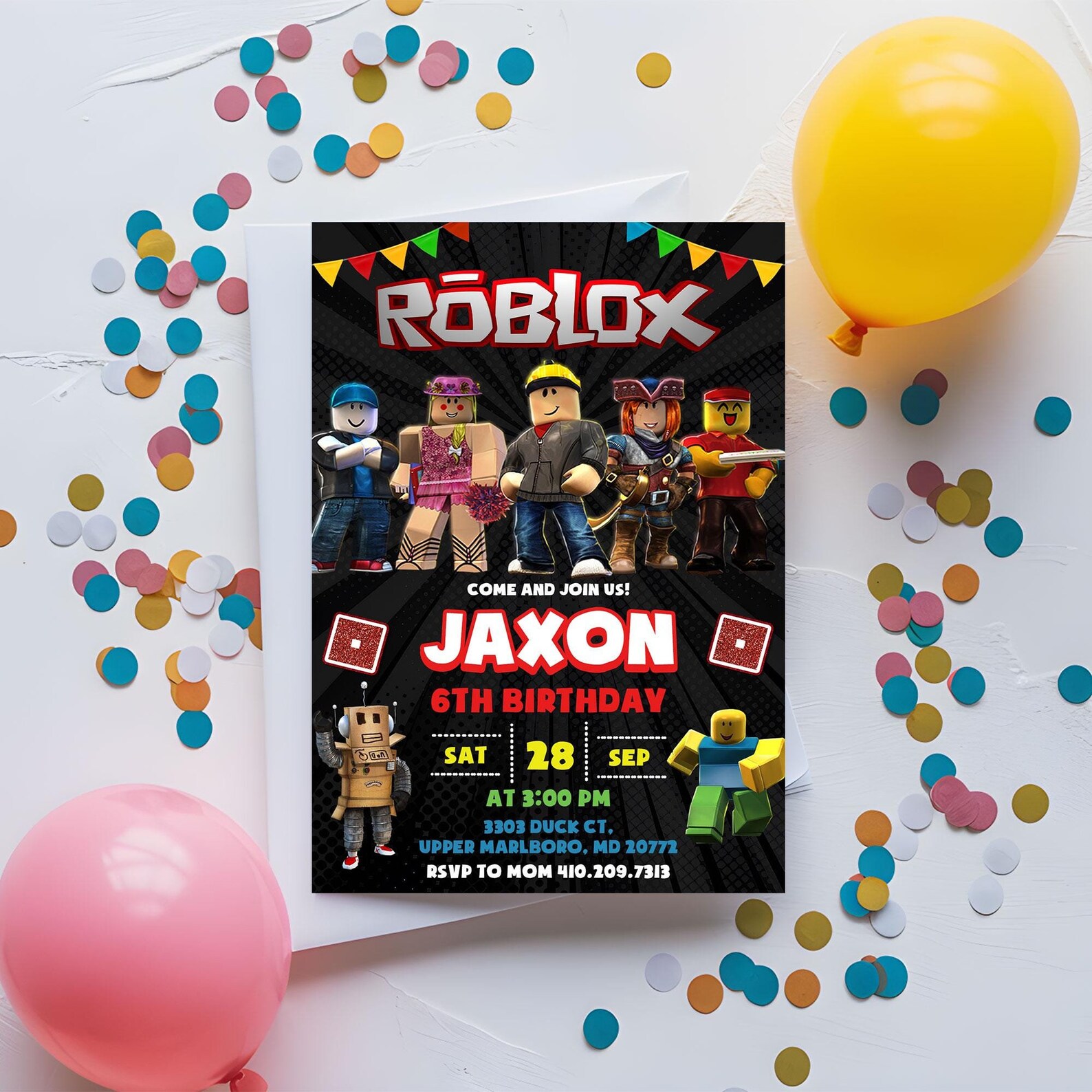 Roblox Boys Birthday Invitation Template, Roblox Invitation, Roblox ...