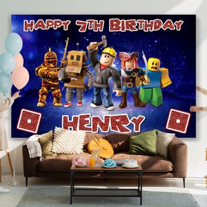 Birthday Backdrop Roblox Theme, Roblox Boy Birthday Backdrop, Roblox ...