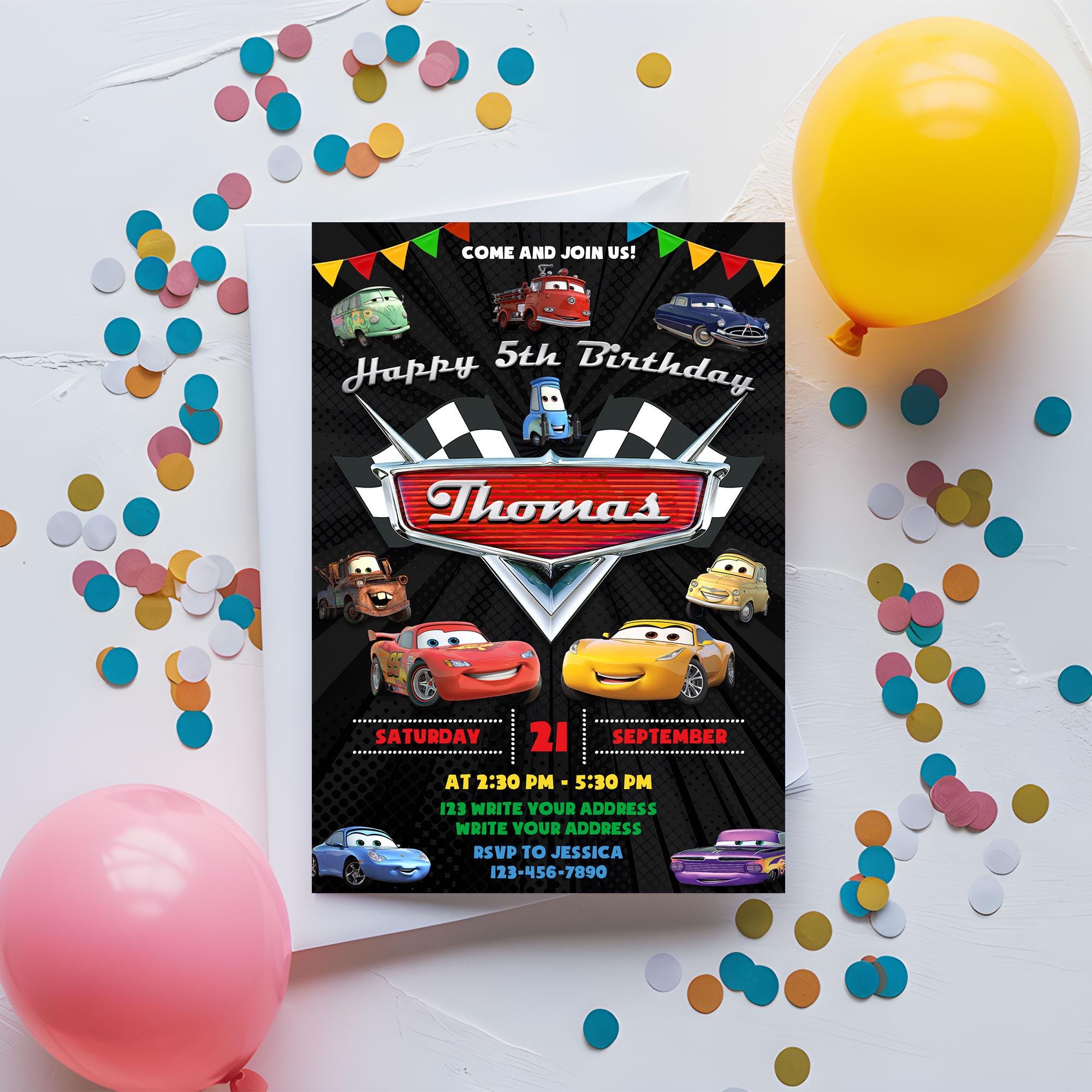 Cars Birthday Invitation, Lightning Mcqueen Birthday Party Invitation ...