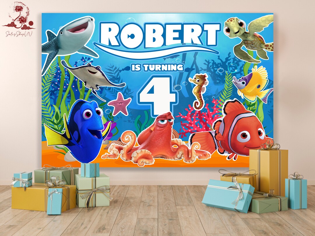 Finding Nemo Birthday Backdrop, Finding Nemo Birthday Party, Finding ...