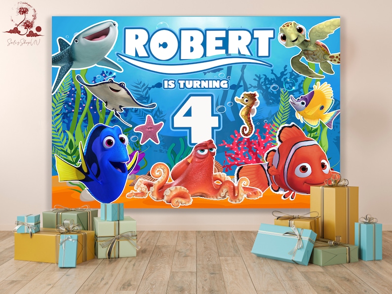 Finding Nemo Birthday Backdrop, Finding Nemo Birthday Party, Finding ...