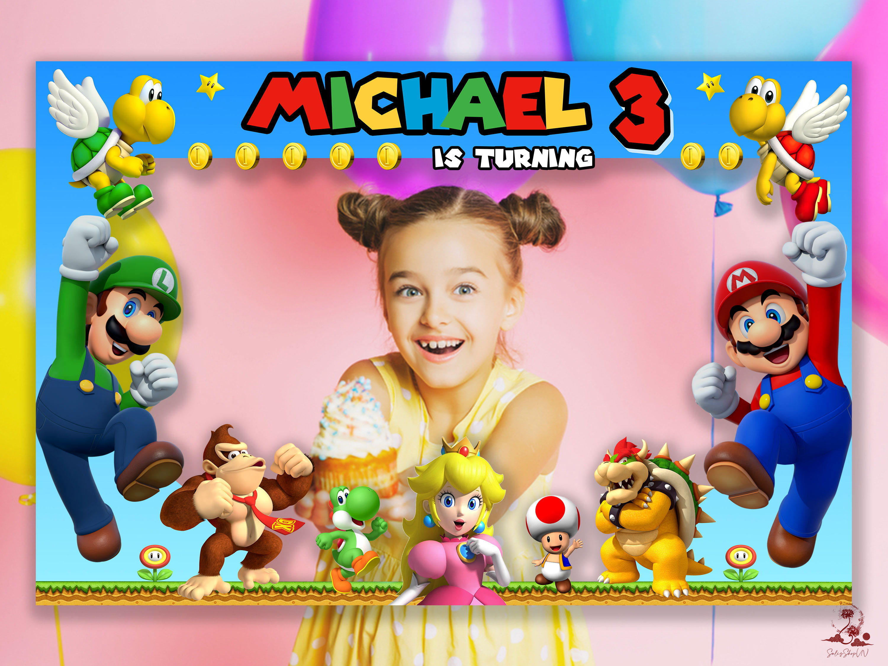 Super Mario Bros Photo Booth Frame, Super Mario Photo Booth Frame ...