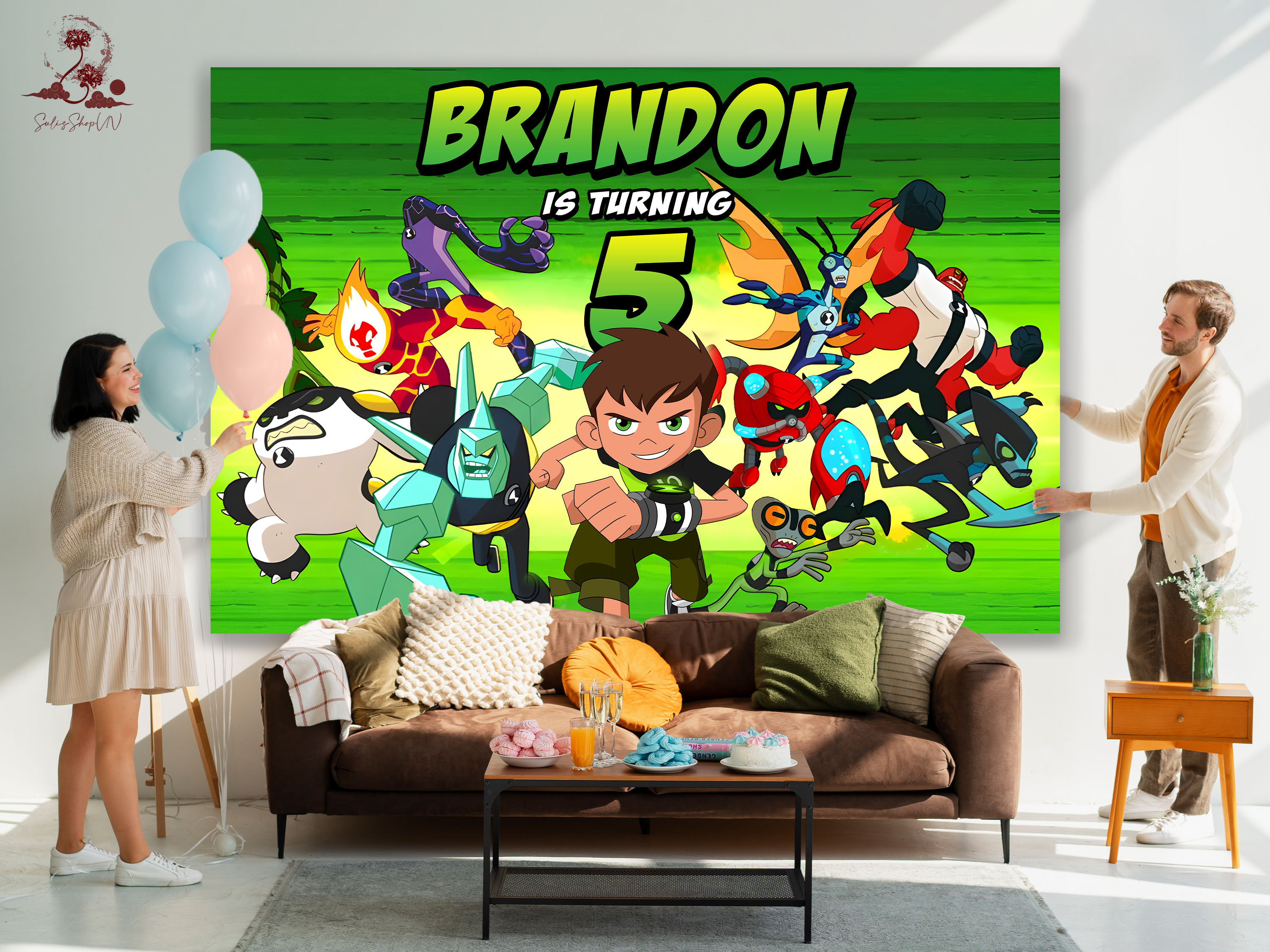 Ben 10 Birthday Backdrop, Ben 10 Birthday Party, Ben 10 Party Decor ...
