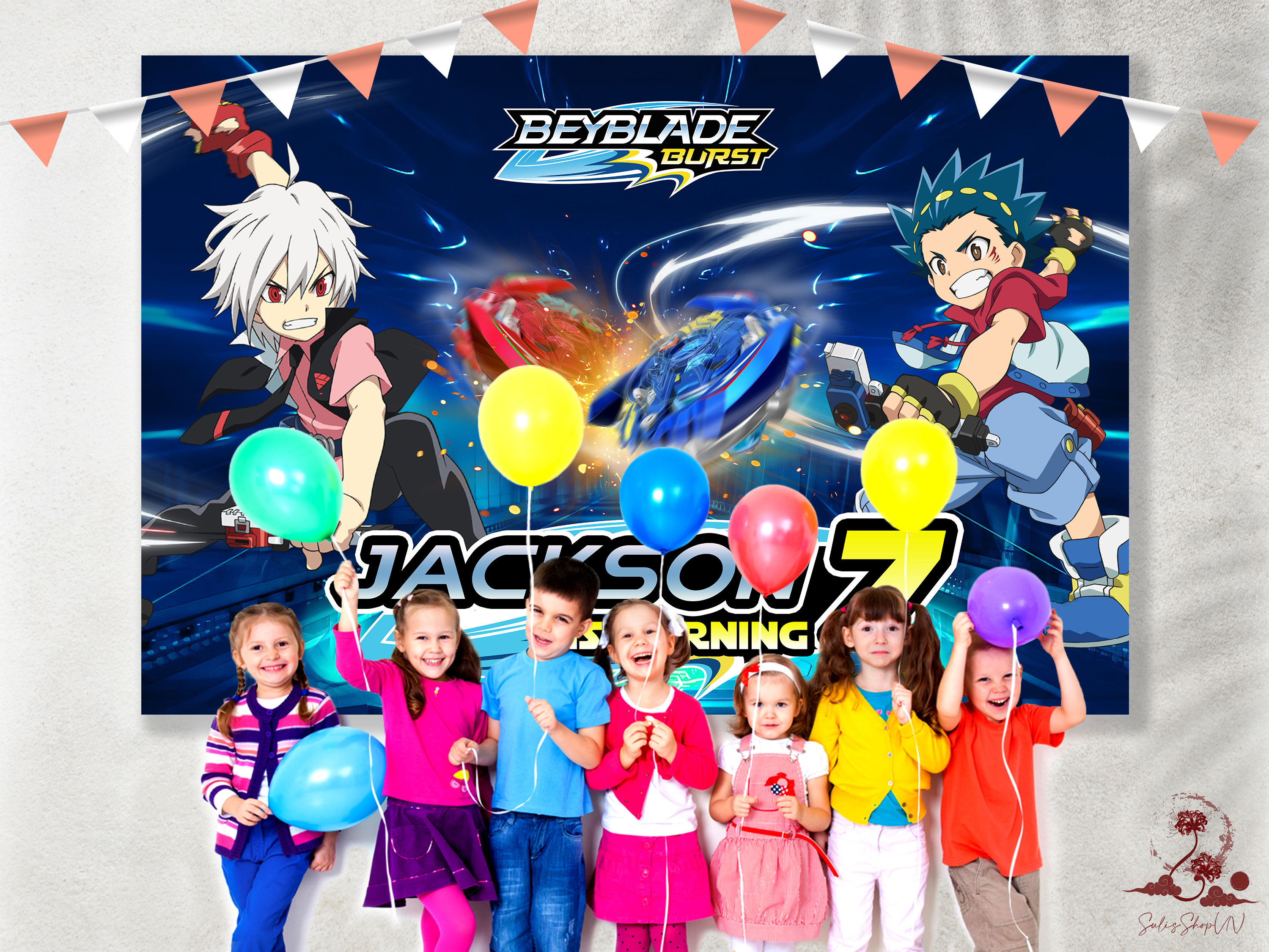 Beyblade Birthday Backdrop, Beyblade Birthday Banner, Beyblade Birthday ...