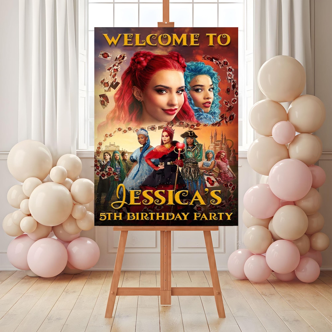Descendants the Rise of Red Birthday Party Welcome Sign, Descendants ...