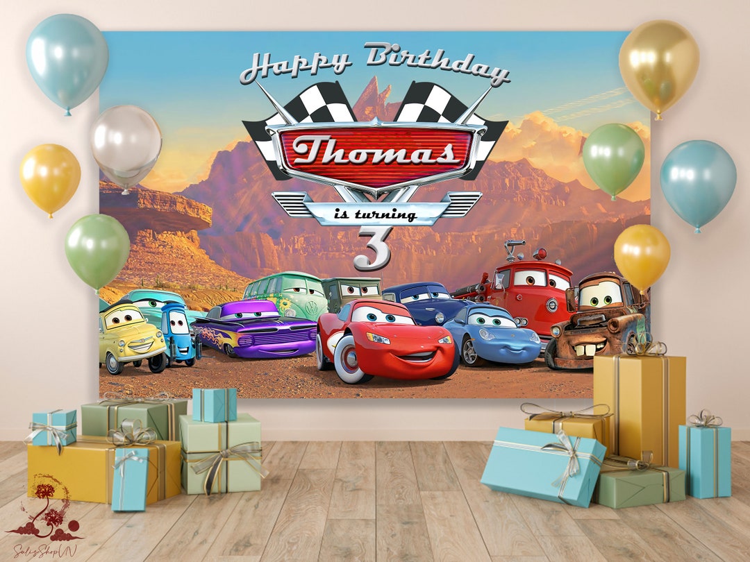 Cars Birthday Backdrop, Cars Birthday Banner, Cars Birthday Decoration ...