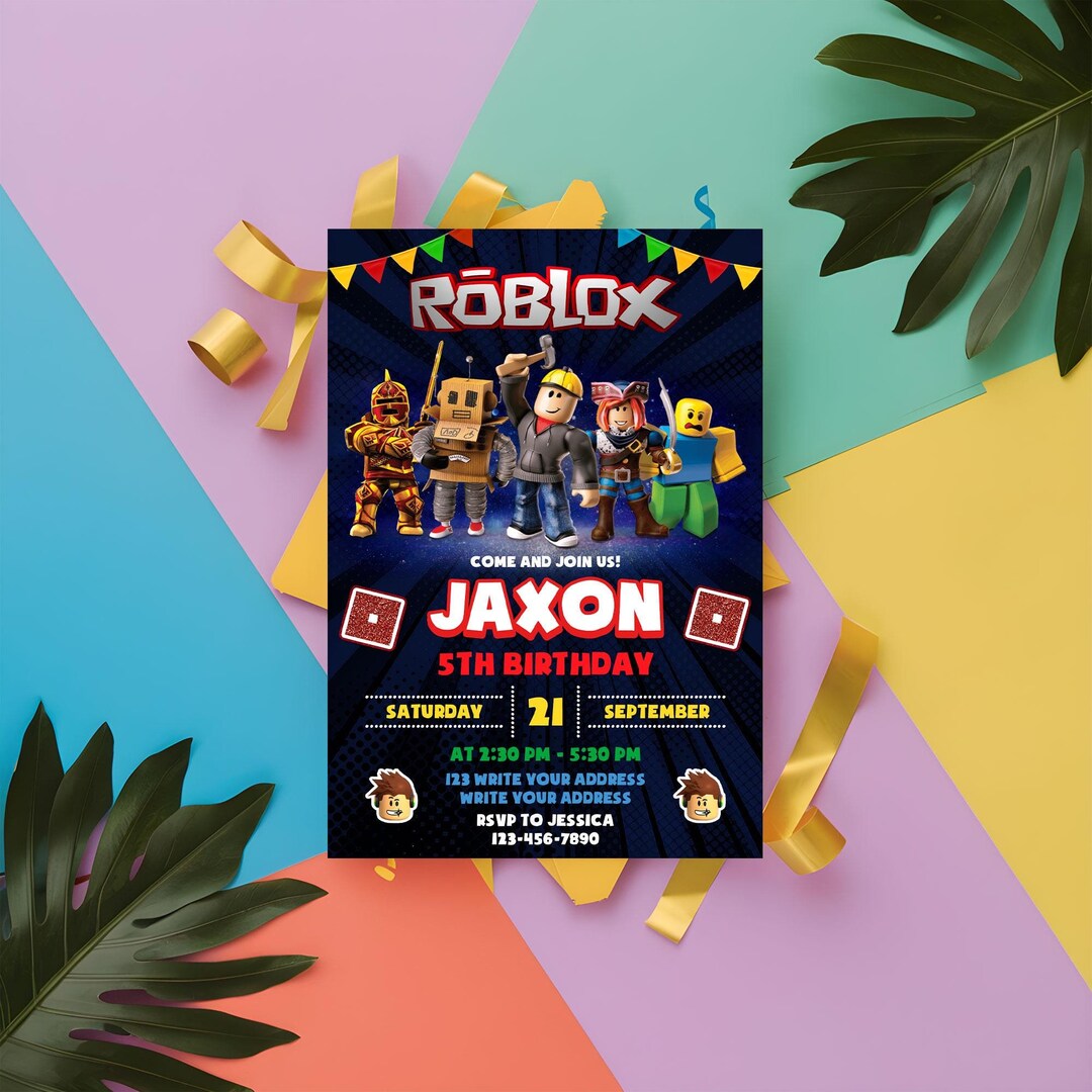 Roblox Invitation, Roblox Birthday Invitation, Roblox Invite, Roblox ...